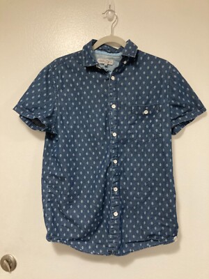 Men's Sovereign Code Short Sleeve Button Up Blue Polo Size S | eBay