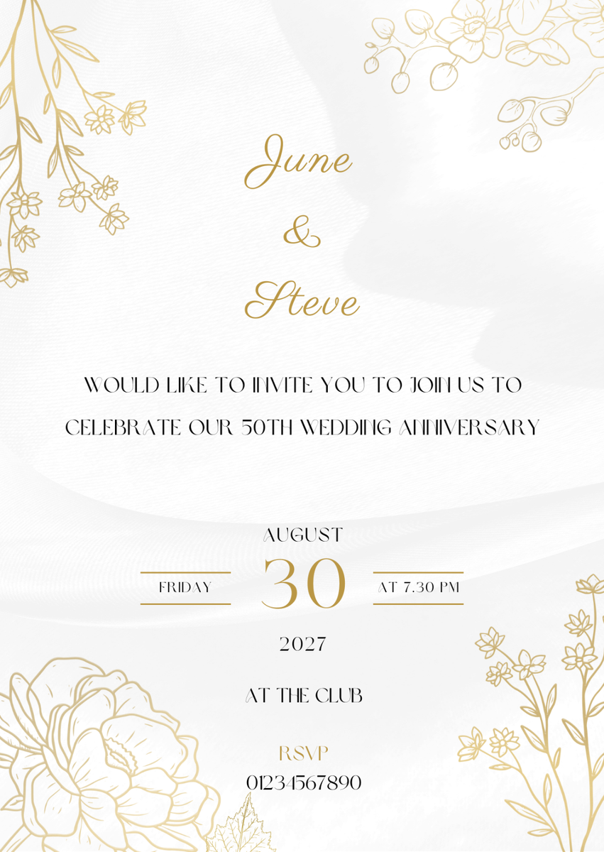 Sample Invitation 50th Wedding Anniversary 50th Party Invitation,