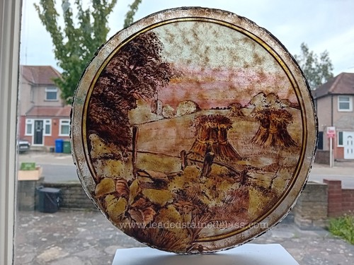 Hand painted hay roundel for a leaded stained glass window. A1813h ...