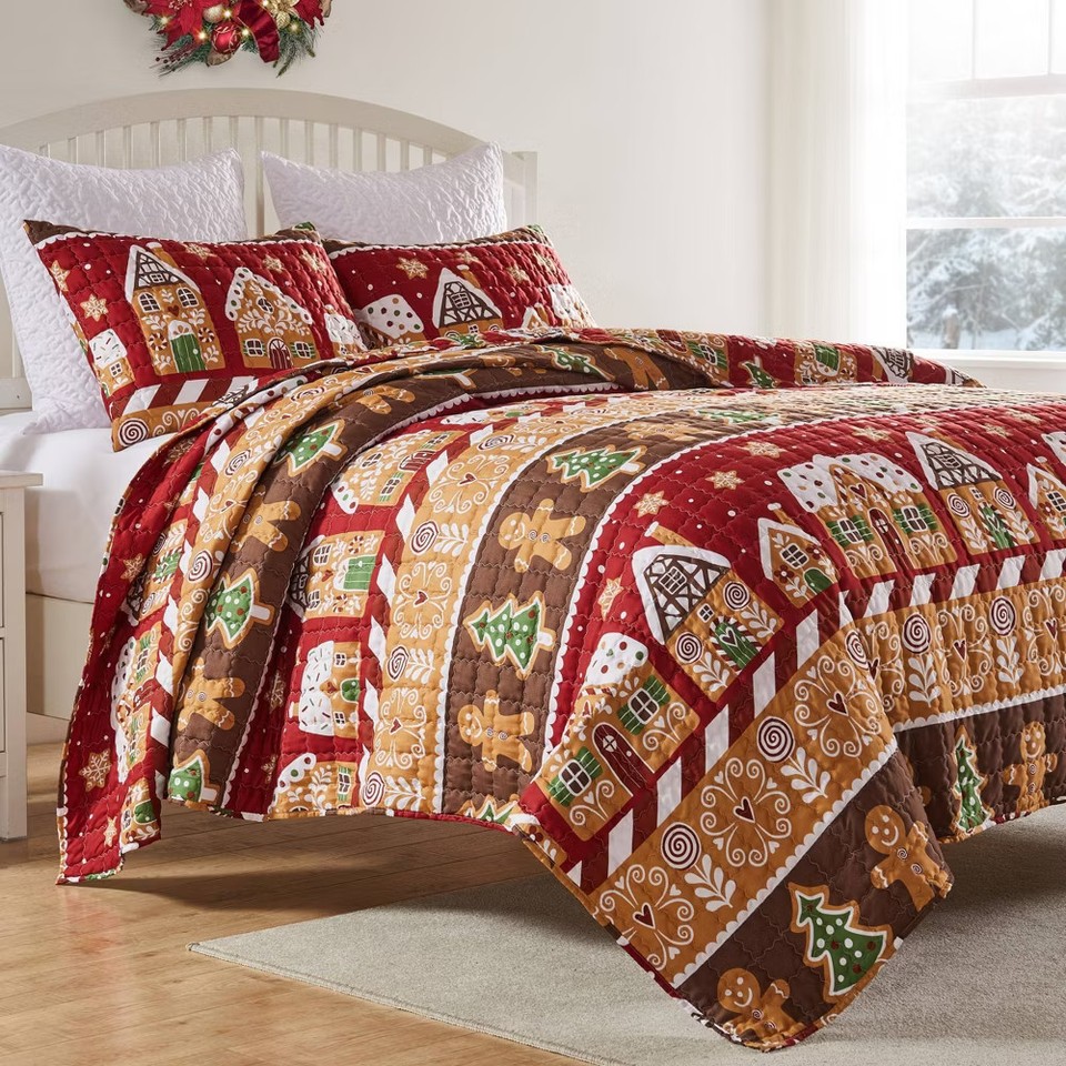 Greenland Home Fashions 2pc Twin Gingerbread Lane Christmas Quilt ...