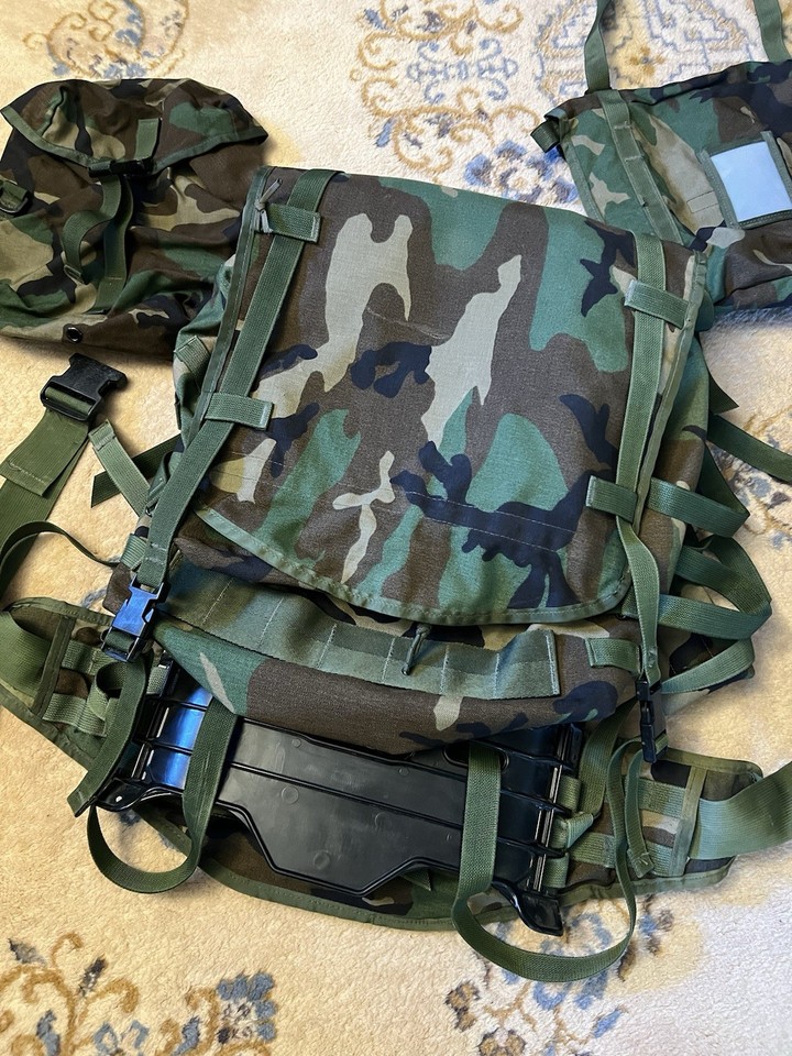 USGI Woodland Molle II Main Pack NSN Army Backpack + Sustainment/ Radio ...