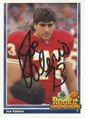 Autographed Joe Valerio Kansas City Chiefs 1991 Upper Deck Football ...