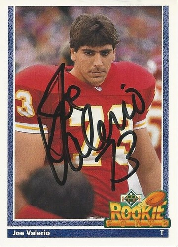 Autographed Joe Valerio Kansas City Chiefs 1991 Upper Deck Football ...