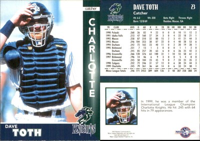 Dave Toth 2000 Blueline Q-Cards Charlotte Knights #23 RC FREE SHIP | eBay
