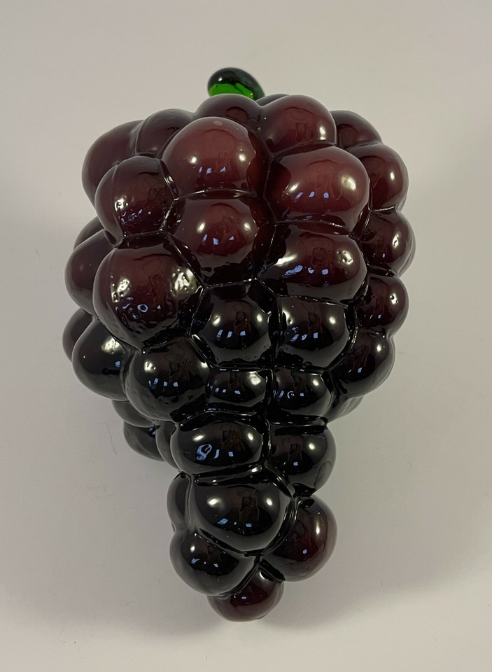 Vintage Glass Grape Cluster Art Glass Fruit with Applied Green Stem ...