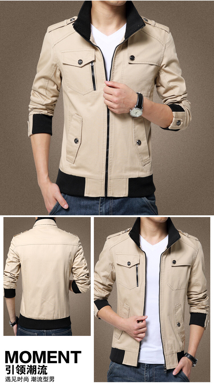 Cotton Mans Jacket Youth Fashion Stand Collar Man Top Jacket Jacket Men ...