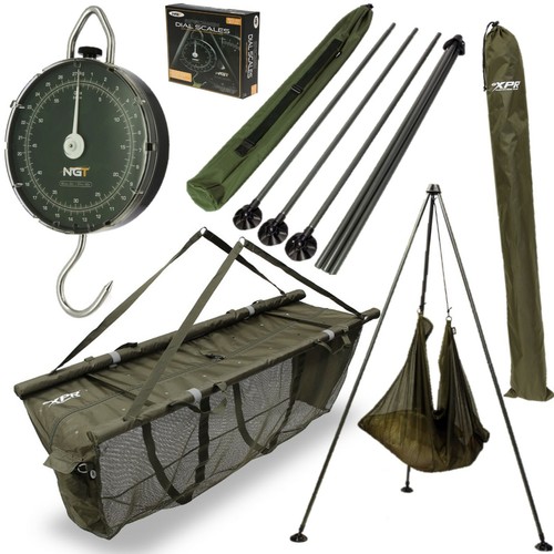NGT Carp Fishing 60LB Dial Weigh Scales + XPR FLOATING SLING + STEEL ...