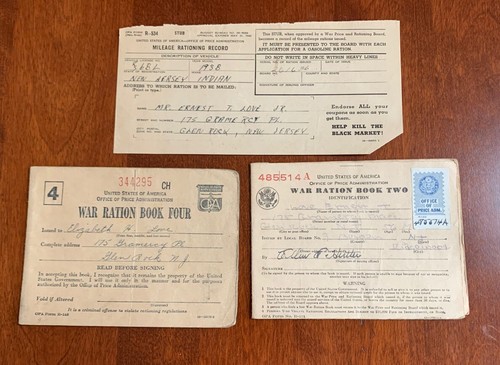 World War II Ration Books and Mileage Rationing Record Lot Of 3 | eBay