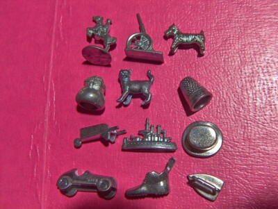 Monopoly Board Game Replacement Pieces 12 Tokens Cannon Iron Cat Dog ...