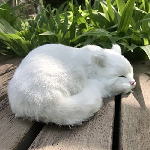 Simulation Sleeping Cat Figurine Realistic Kitten Decorative Shelf ...