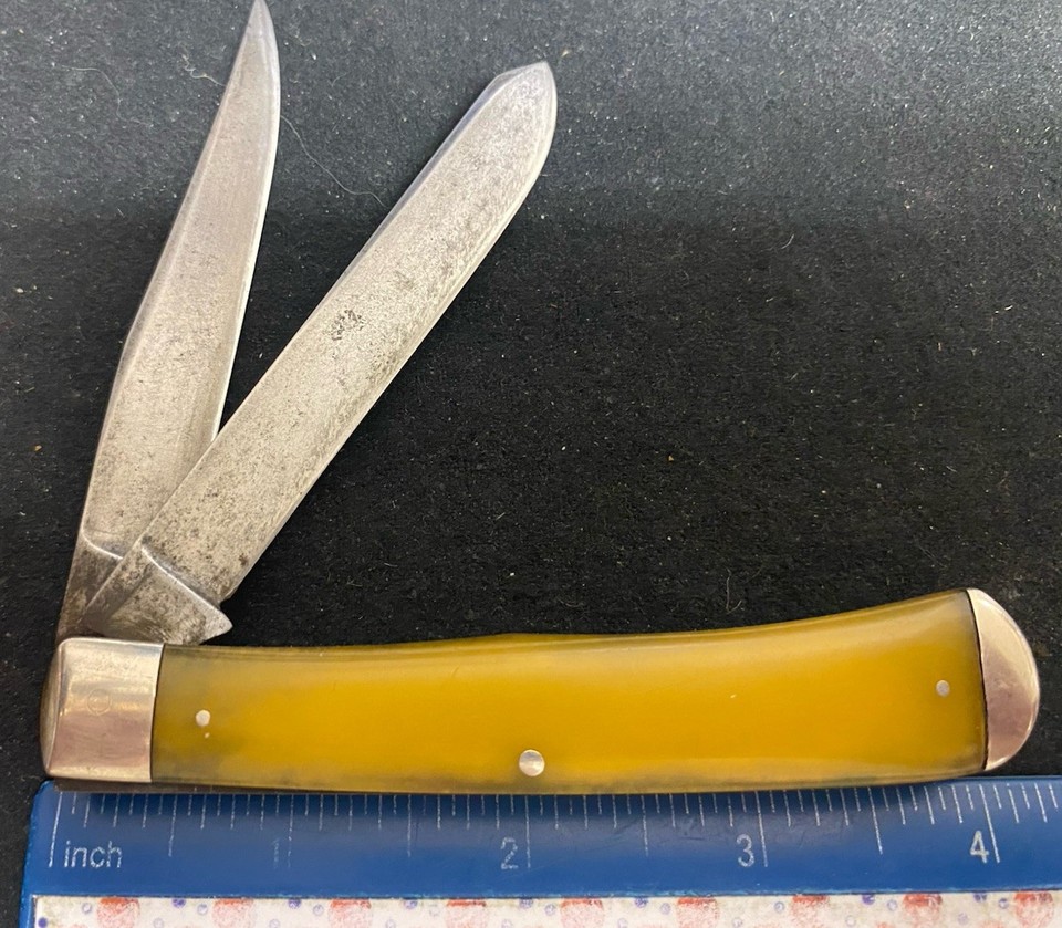 Kabar Olean NY Trapper Knife, Yellow Composite Handles | eBay