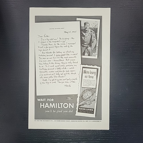 Print Ad Hamilton Watches World War 2 1945 Vintage 6.5"x10" | eBay