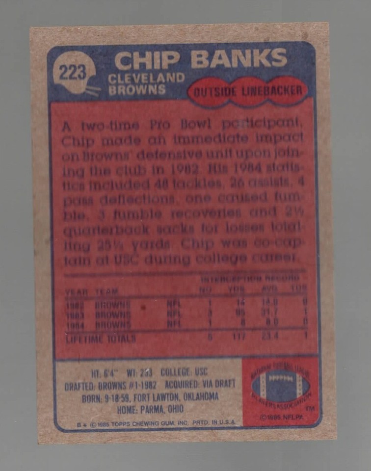 1985 Topps #223 Chip Banks Excellent | eBay
