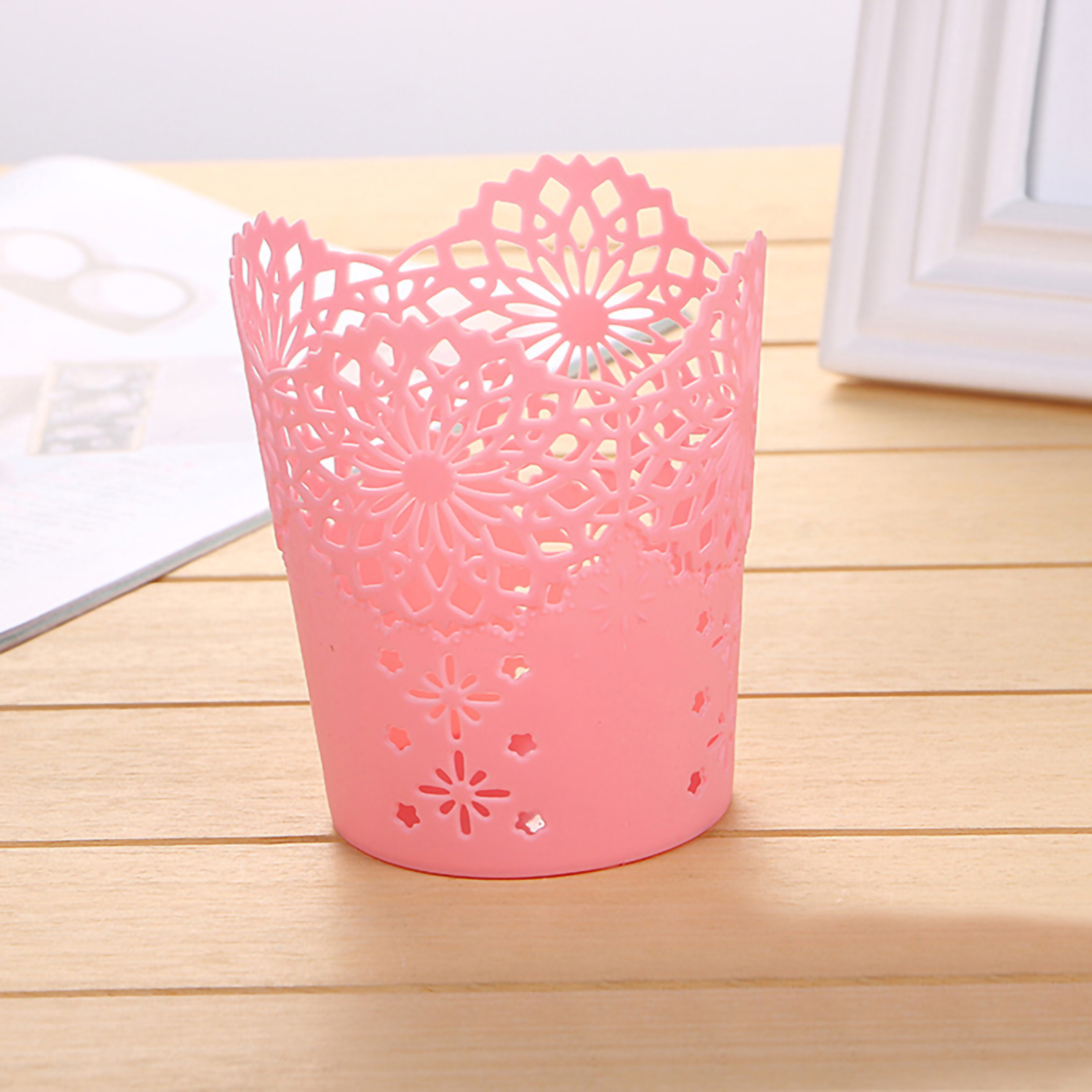 Pen Holder Lace Design Beautiful Large Capacity Storage Basket Desktop ...