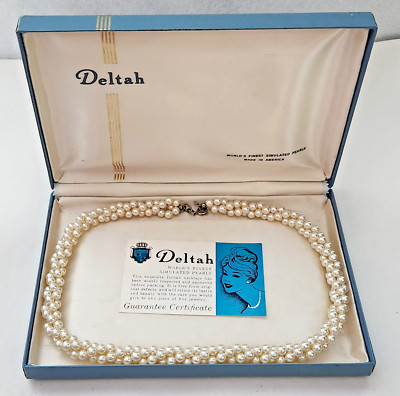 DELTAH Simulated PEARLS CHOKER ORIGINAL JEWELERS BOX | eBay