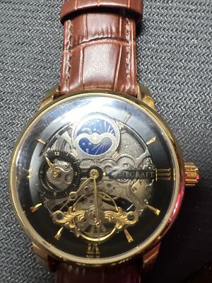 Timecraft Exhibition One Men's Watch genuine leather Band Mechanical ...