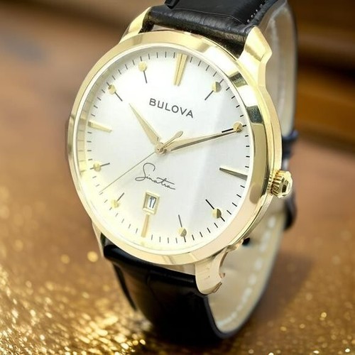 Bulova 97B204 Men's Frank Sinatra Classic Gold Tone Watch w/ Black ...