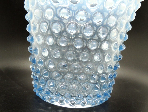 Vintage Light Blue Opalescent Hobnail Ruffle Vase Duncan Miller 7 1/2 ...