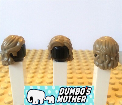 Lego Minifigure Hair Dark Tan Wavy Sidelocks Luke Skywalker Star Wars ...