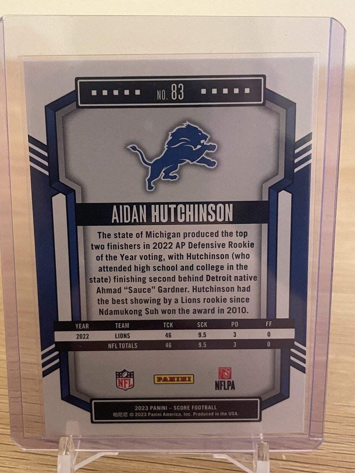 2023 Score Aidan Hutchinson Blue Stars Holo Foil #83 /299 Lions Color ...