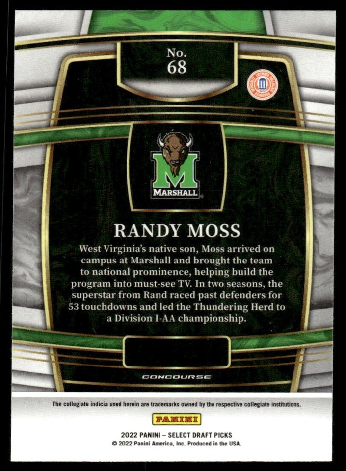 2022 Panini Select Draft Picks - #68 Randy Moss | eBay