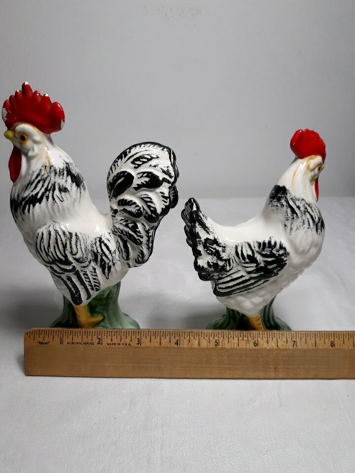 Vintage Lefton Hand painted Rooster and Hen Made In Japan Original ...
