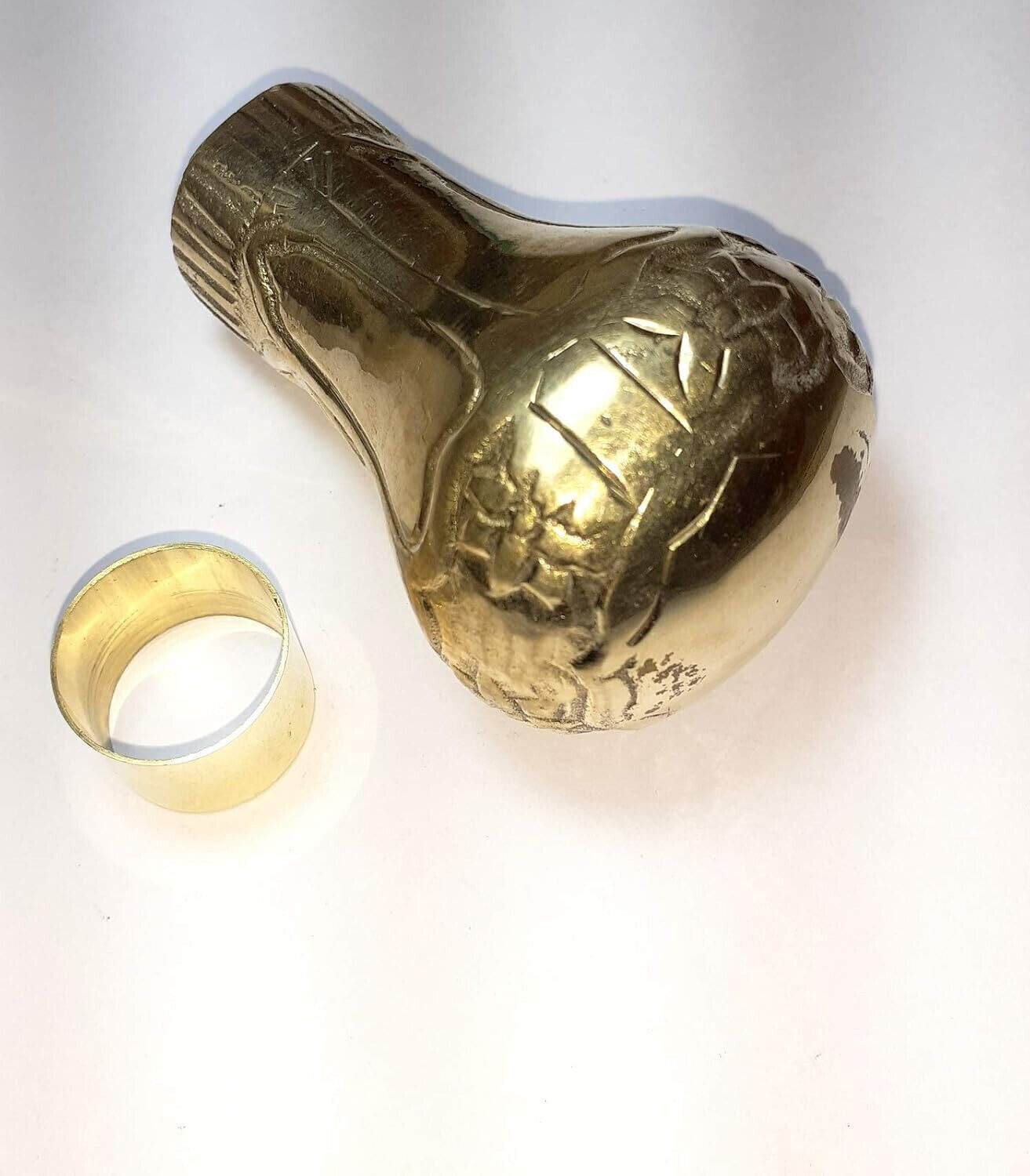 Shining Solid Brass Knob Head Handle Antique Engraved… - Gem