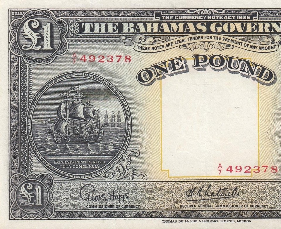 1936 BRITISH COLONY BAHAMAS 1 POUND KGVI £1 "A" ~X-RARE~ (( aUNC )) | eBay