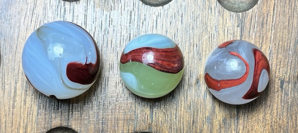 Marbles: (3) Vintage Akro Agate Oxblood Corkscrew Marbles!!! | eBay