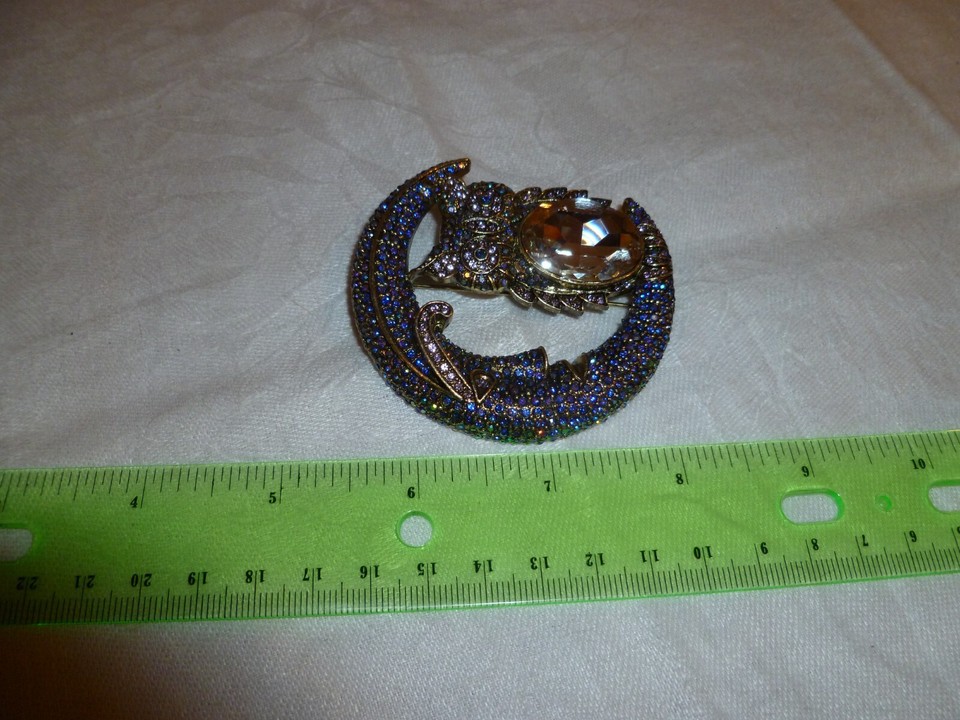 Signed Heidi Daus "Harvest Moon" Owl Brooch Pin Fall Halloween | eBay