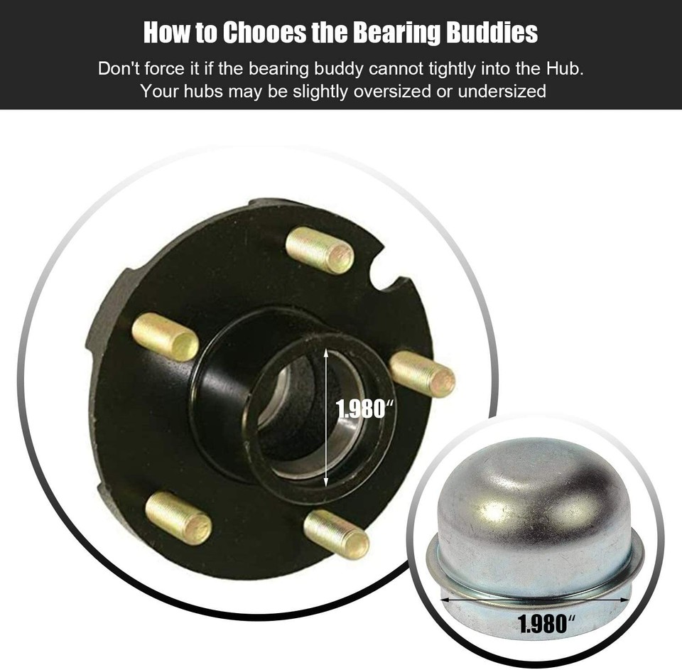 2x Bearing Protectors Grease Wheel Hub 1.98 W/ Dust Cap Cover for ...