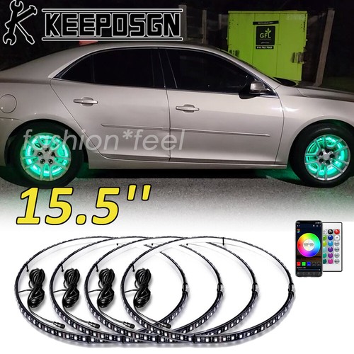 4X Car 15.5'' RGB LED Wheel Ring Rim Lights Kit APP Bluetooth for Chevy ...
