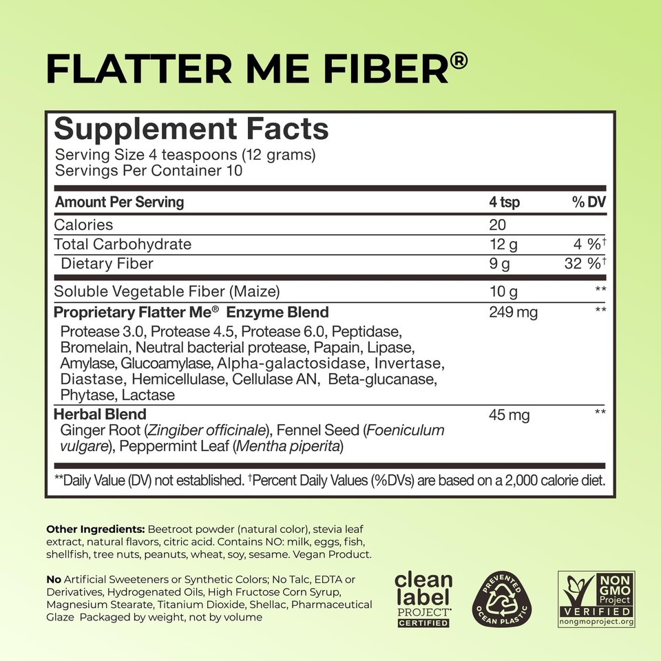 HUM Flatter Me Fiber Supplement for Women Men, Prebiotics Digestive ...