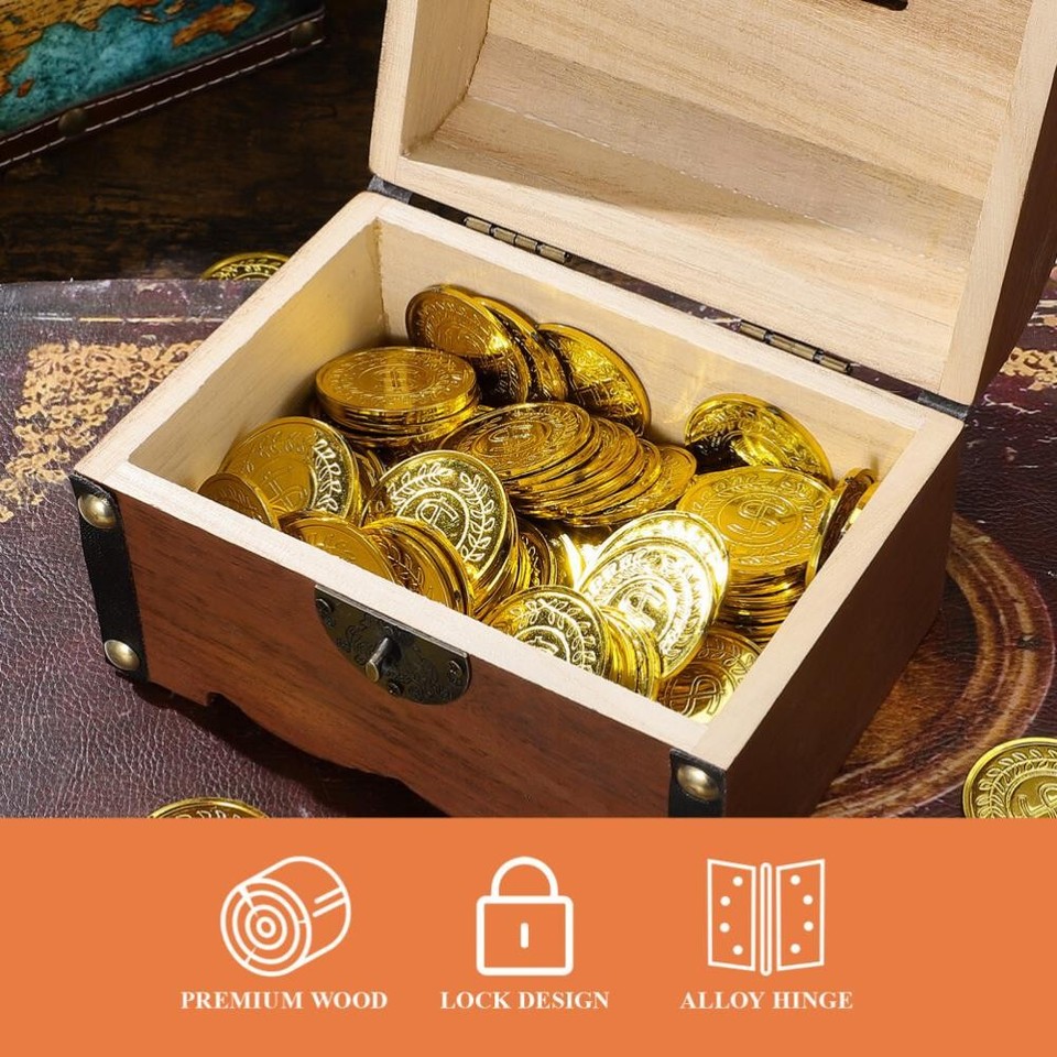 Treasure Chest with Lock Baby Child Locking Wooden Jewelry Storage Case ...
