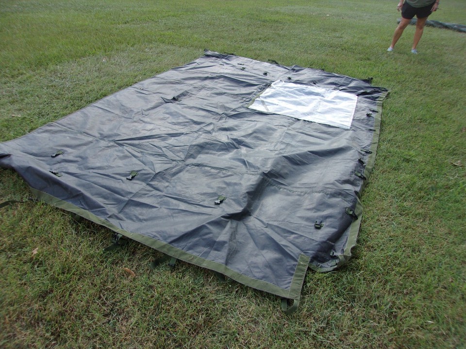 MILITARY SURPLUS 11x11 COMMAND POST TENT SKIN WALL.. WINDOW WALL GOOD ...