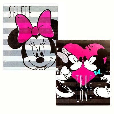 2x Disney Mickey & Minnie Mouse 3-Ring Binder Portfolio Poly Folders w ...