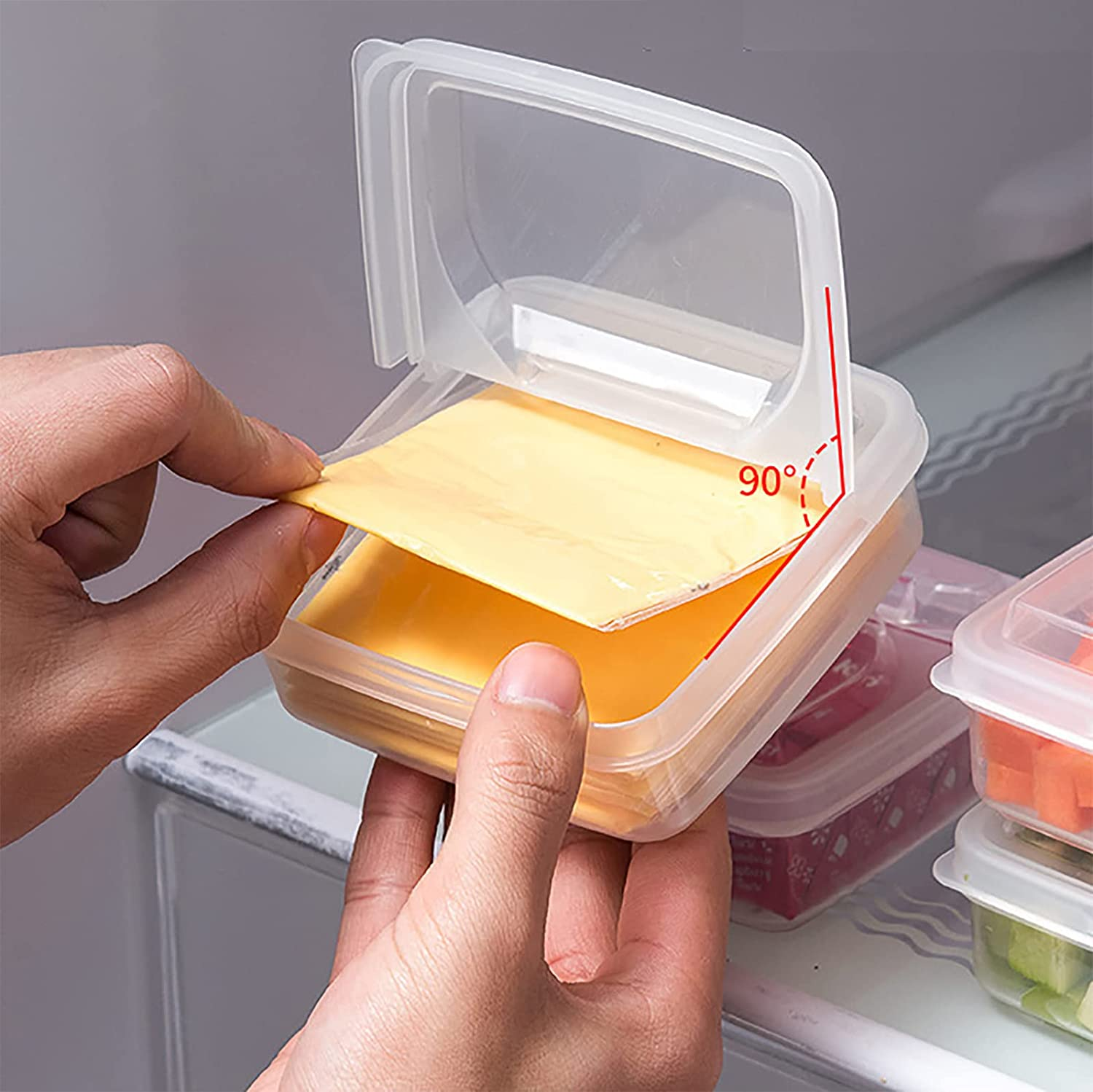 2 Pack-Plastic Sliced Cheese Storage Containers with Lids Airtight ...