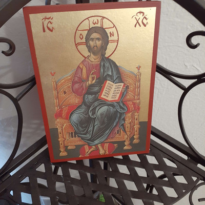 Wooden Greek Christian Icon Jesus Christ the Savior of the World (5.5 ...