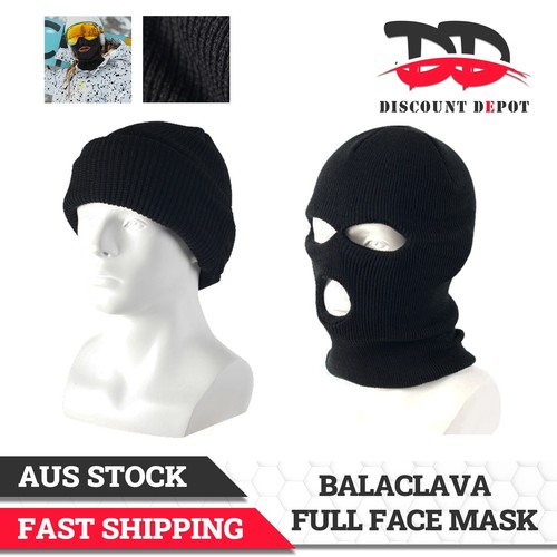 3 Holes Black Balaclava Ski Mask SAS Style Windproof Mask Neck Warmer ...