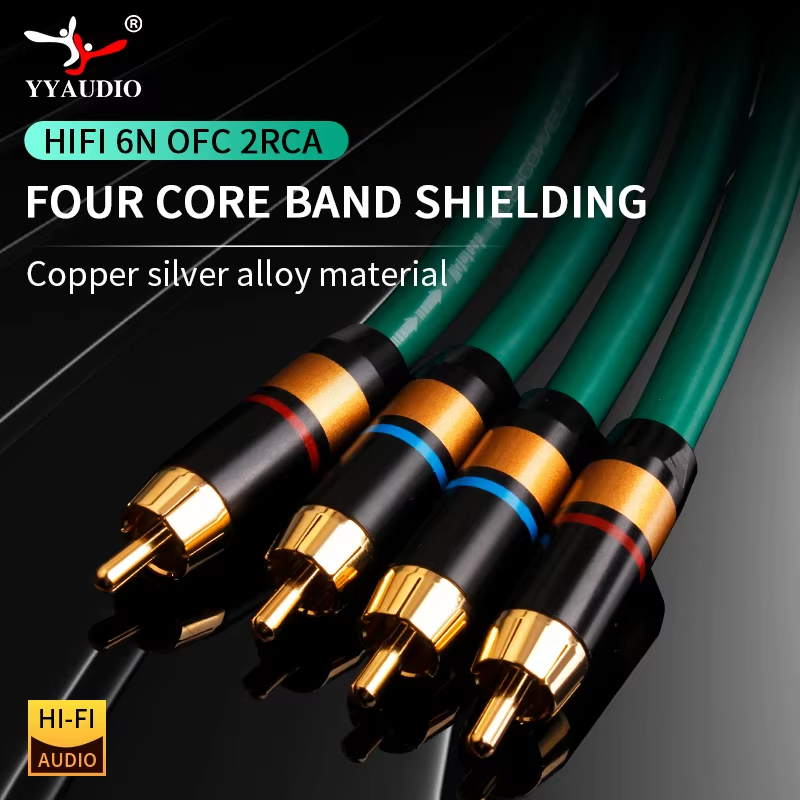 2328 Hifi Silver-Plated 2RCA Cable High Quality 6N OFC HIFI RCA Male to ...