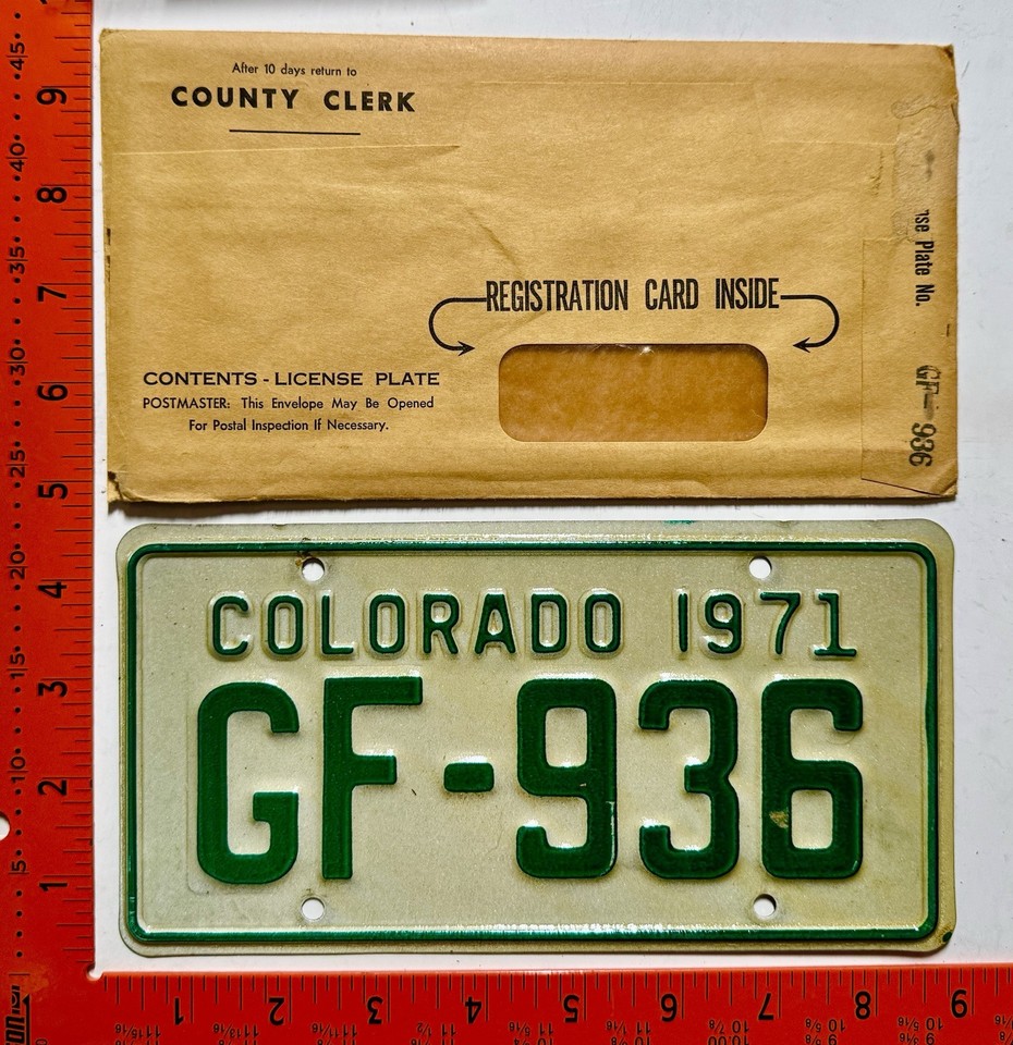 NOS 1971 Colorado Motorcycle License plate With Original Envelope | eBay