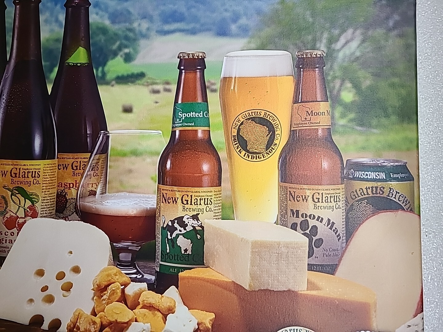 NEW GLARUS BREWING CO. WISCONSIN SPOTTED COW BEER SIGN 36" x 24" Wooden ...