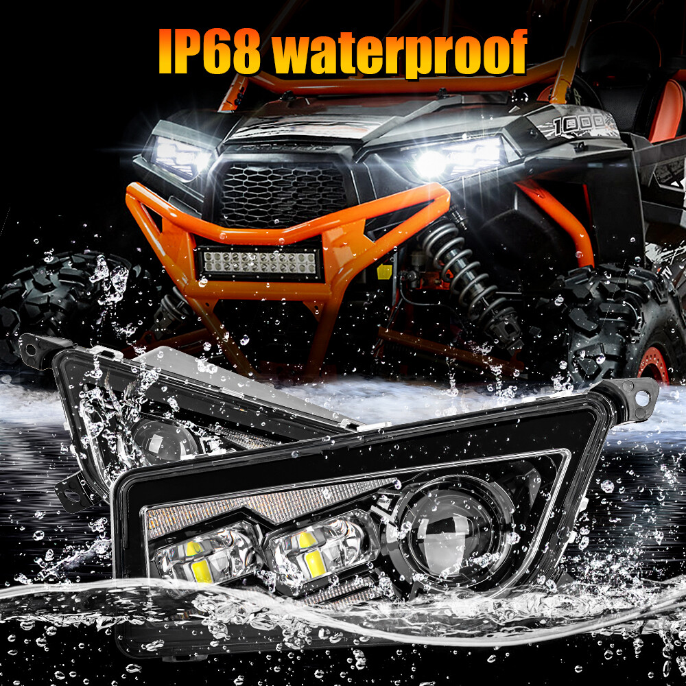 Newest Brightest for POLARIS RZR 900 & S Black LED Headlights w/ DRL ...