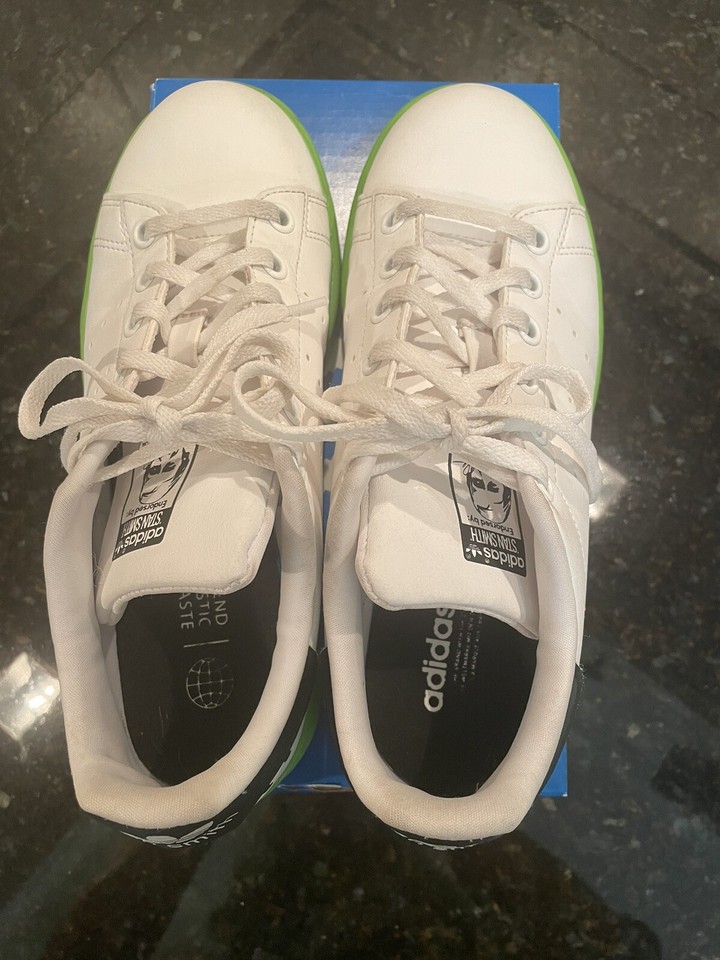 Adidas Stan Smith J Paint Drip Shoes Youth Sz 5 White Green Sneakers ...