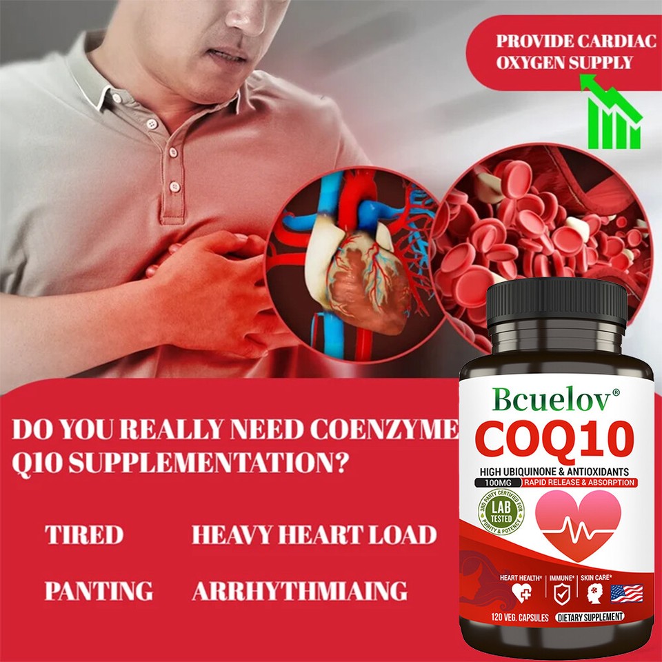 Coq10 Co Enzyme Ubiquinone Cq10 Of Coenzyme Q10 Heart Health 30/60/120 ...