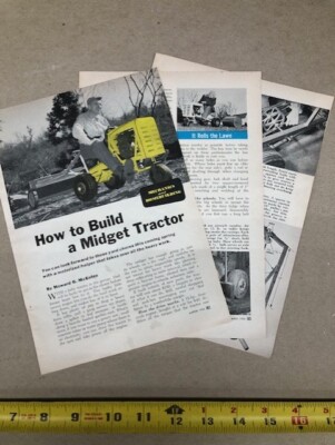 1954 "How to Build a Midget Garden Tractor" 7-pg feature w/plans ...