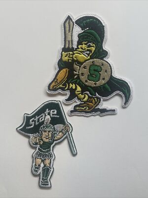 2 MSU Michigan State Spartans embroidered iron on patches 3.5 & 3 x 2 ...
