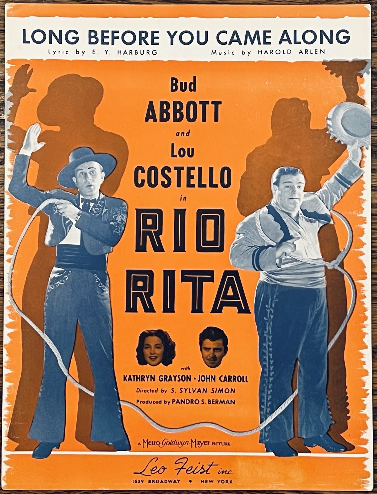 ABBOTT & COSTELLO / WESTERN sheet music 1942 film RIO RITA song by ...