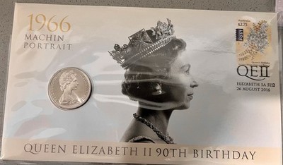2016 Australian 20c, Queen Elizabeth II 90th Birthday - 1966 Machin ...
