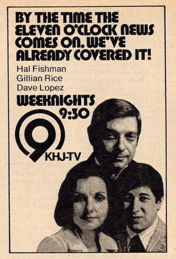1974 TV AD GILLIAN RICE HAL FISHMAN & DAVE LOPEZ KHJ NEWS LOS ANGELES ...